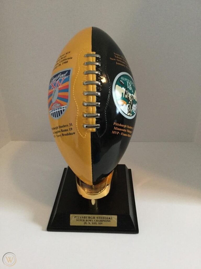 DANBURY MINT PITTSBURGH STEELERS PORCELAIN DYNASTY TROPHY FOOTBALL ...